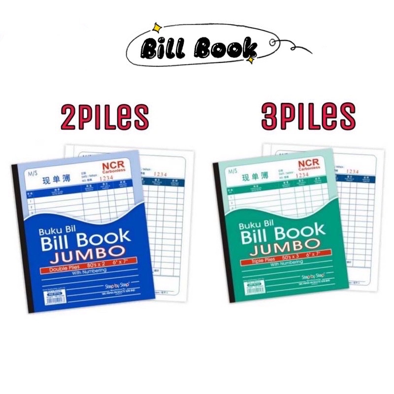 Step By Step Bill Book Jumbo 6”x7” 2ply 80x2 Jnb86702 3ply 50x3 ...