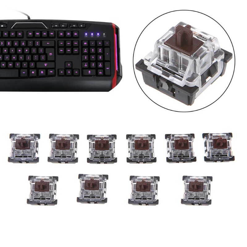 10Pcs 3 Pin KeyCaps Brown Mechanical Keyboard Switch for Cherry MX ...