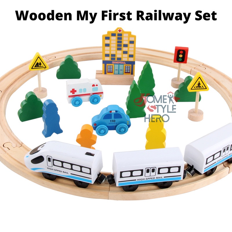 [SG Stock] 26/33pcs Wooden Train Toy Railway Set Magnetic Connection ...