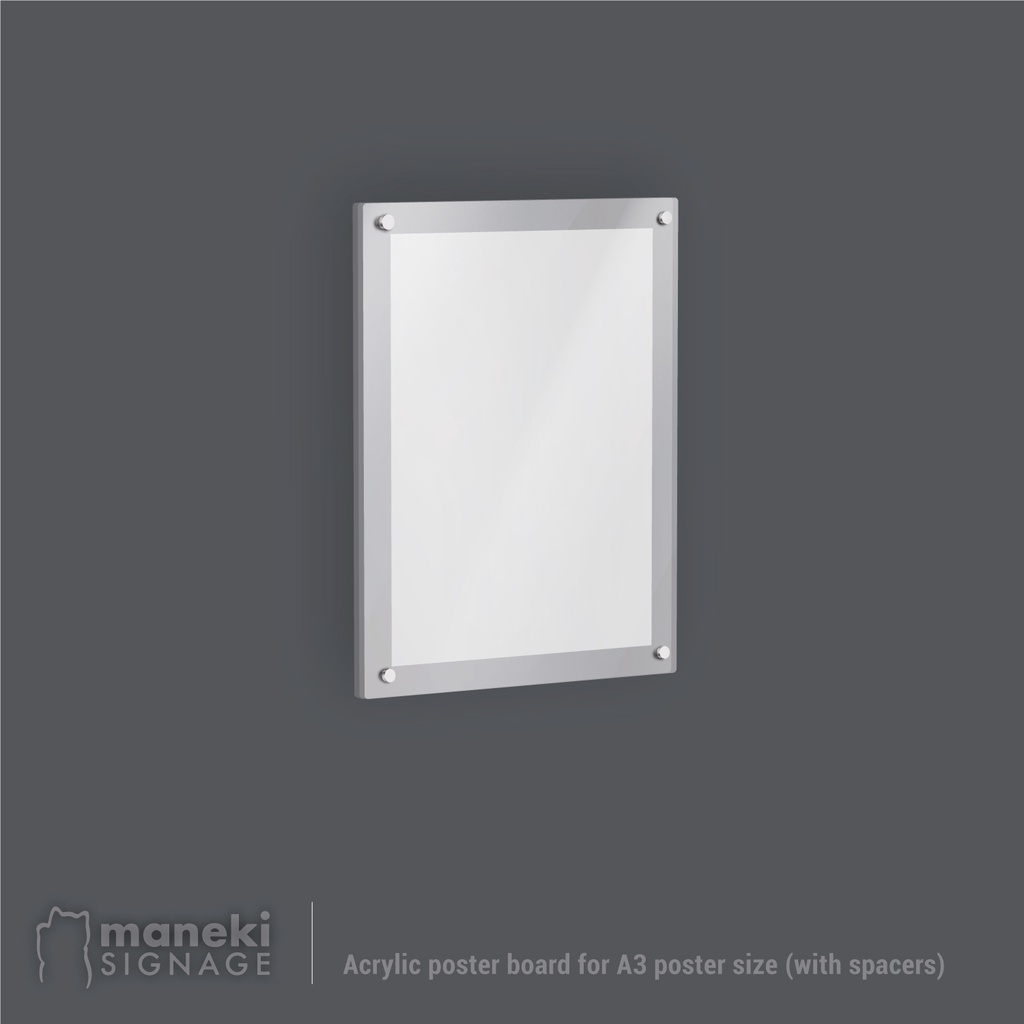Acrylic Poster Board for A3 Poster Size (with spacers) | Shopee Singapore