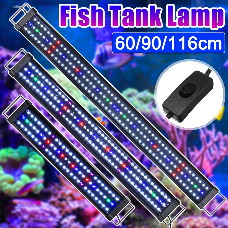60/90/116CM Aquarium LED Light Super Slim Fish Tank Aquatic Plant Grow Lighting Waterproof ...