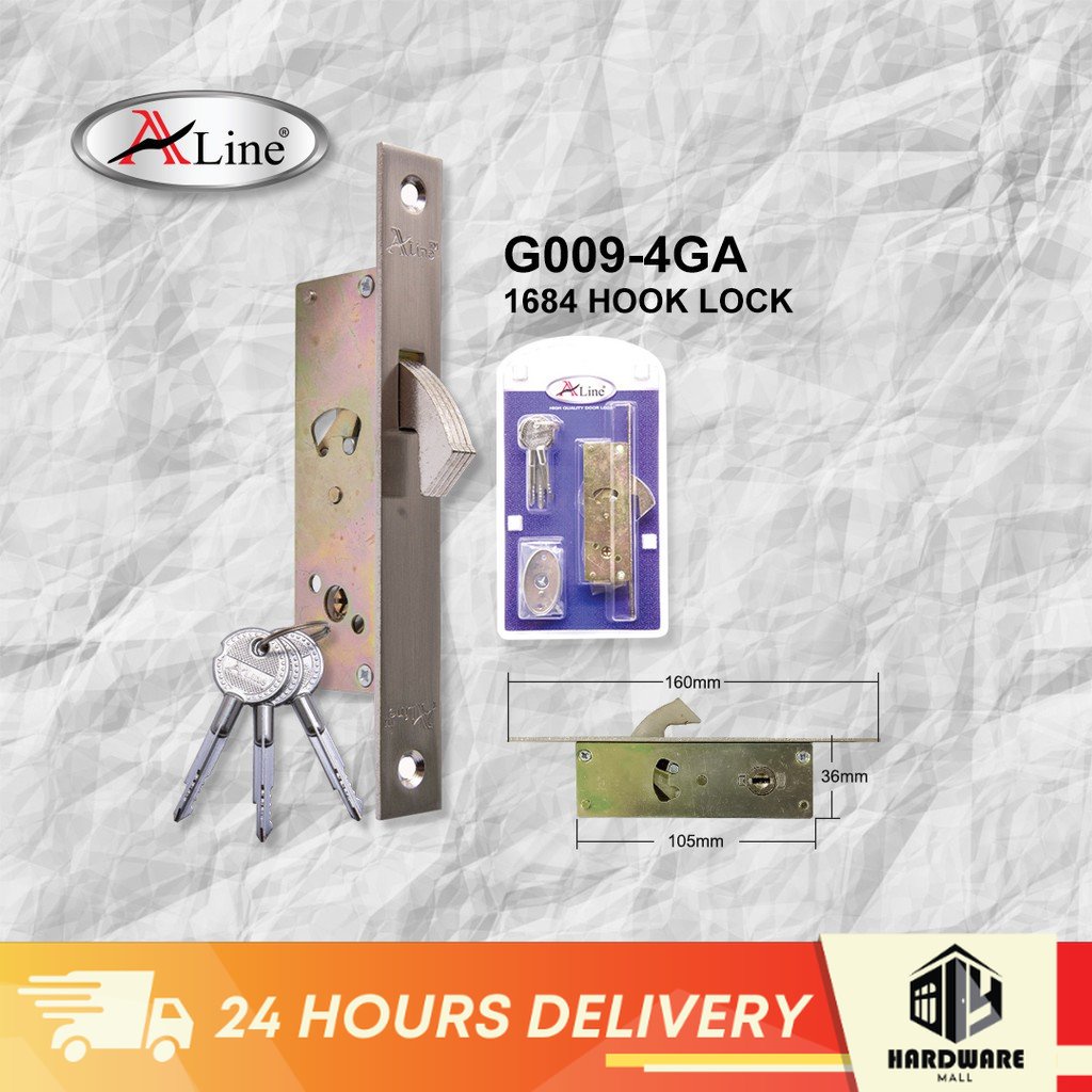 Aline G009-4GA 1684 Hook Lock Mortise Door Metal Grill Main Gate Grille ...