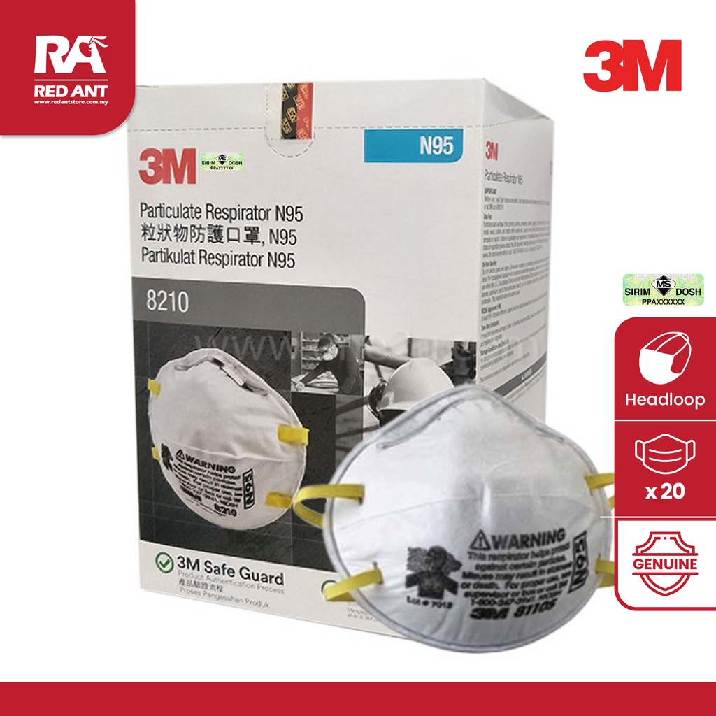 (20PCS) 3M 8210 N95 PARTICULATE RESPIRATOR / HAZE MASK / DUST MASK / DOSH SIRIM APPROVED ...