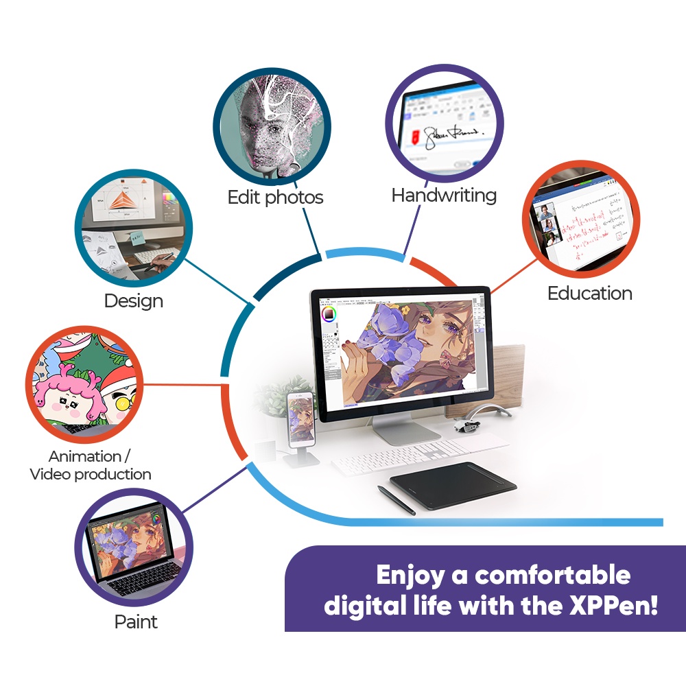 XPPen Deco M/MW Wireless Drawing Tablet For Digital Art Pen tablet With ...