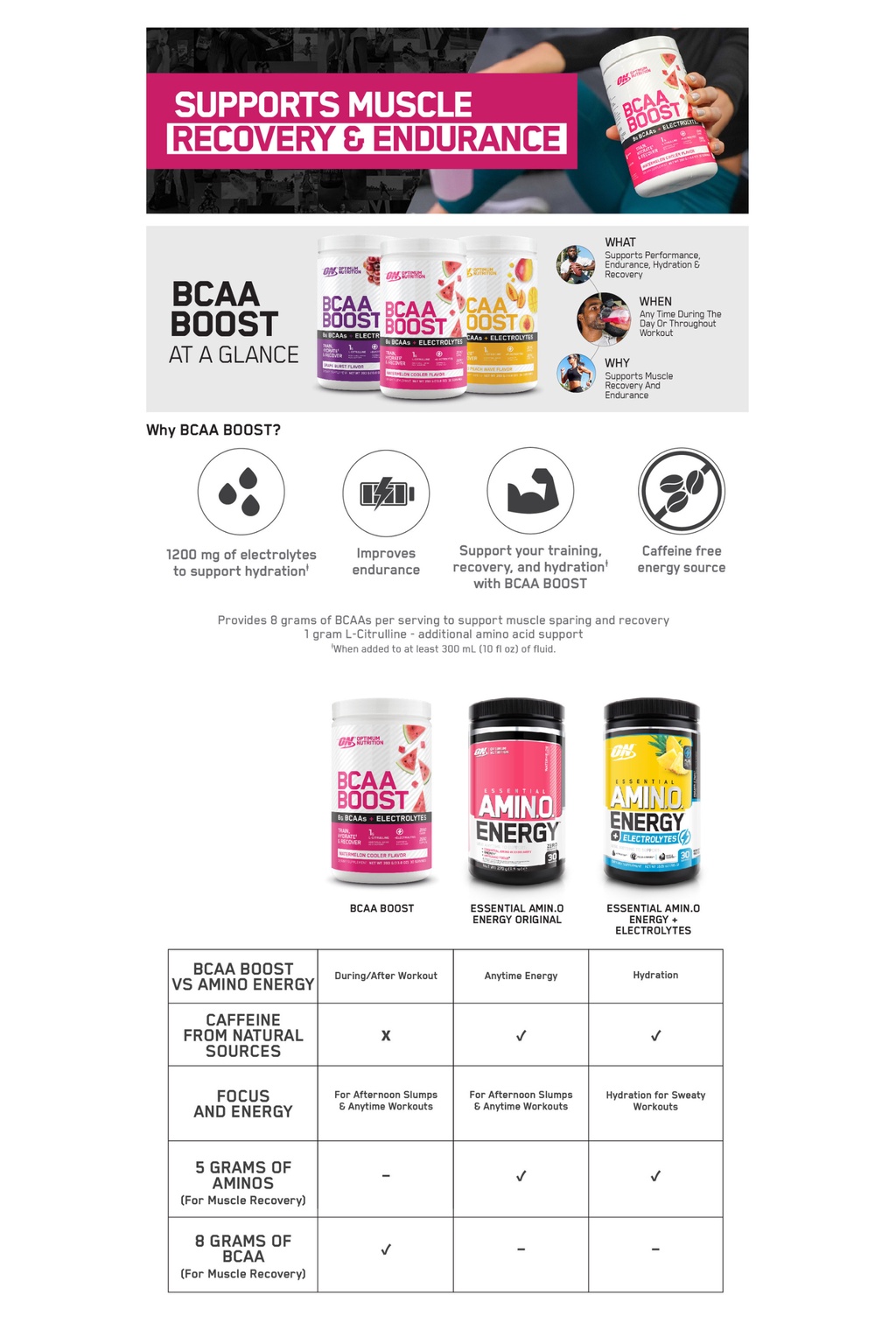 Optimum Nutrition BCAA BOOST + Electrolytes 390G | Shopee Singapore