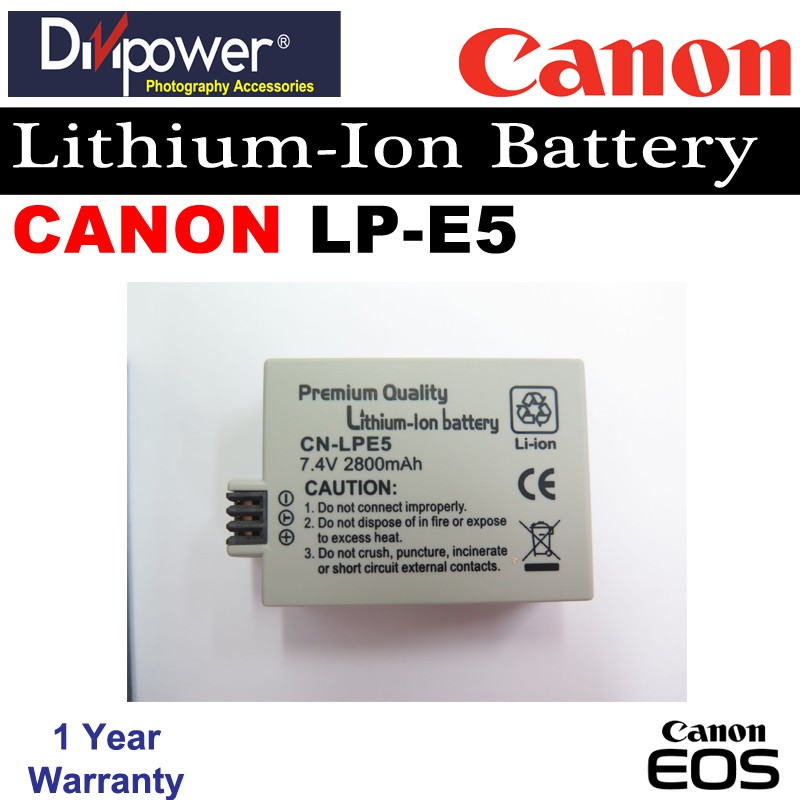 Canon LP E5 LP-E5 Lithium-ion Battery for EOS DSLR Camera by Divipower ...