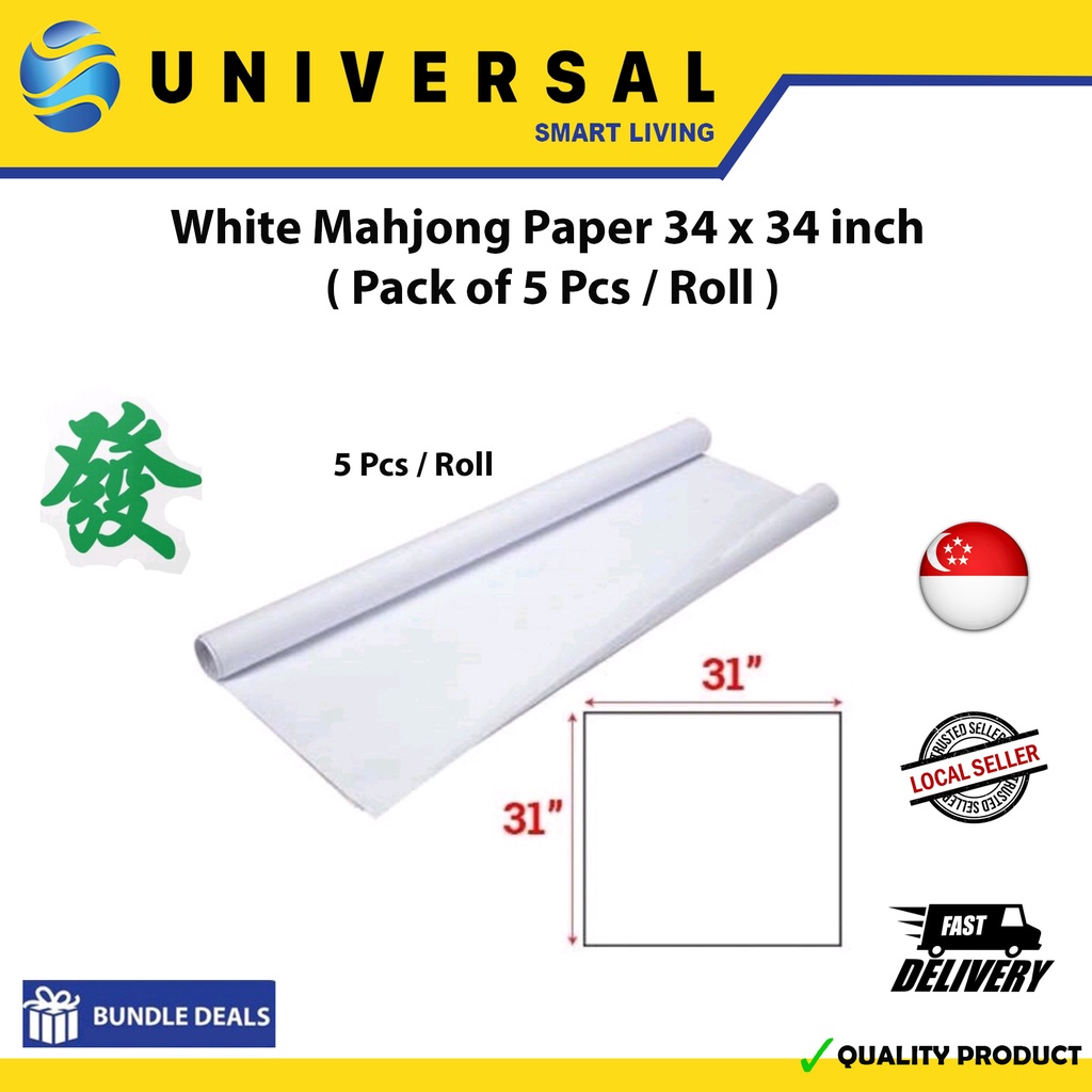 [SG SHOP SELLER] White Mahjong Paper 34 x 34 inch ( Pack of 5 Pcs ...