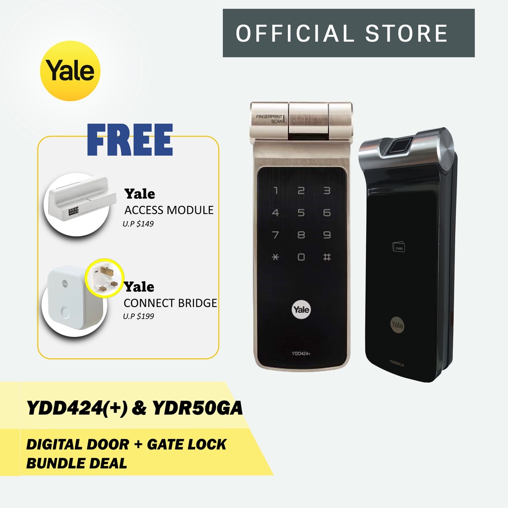 Yale YDR50GA Gate & YDD424+ Door Digital Lock Bundle (FREE Yale Connect ...