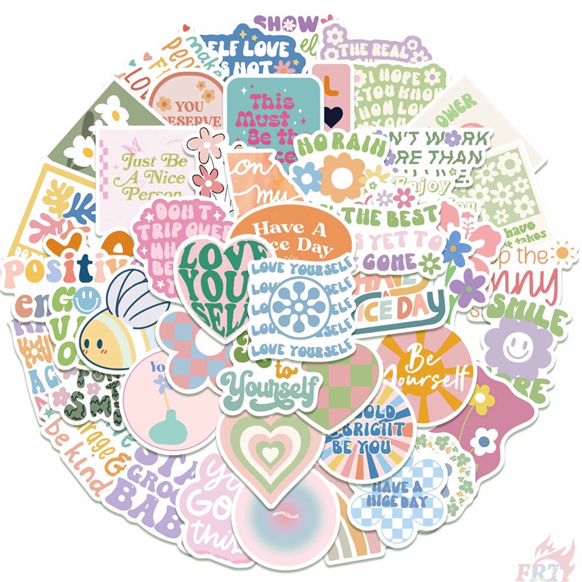 50Pcs/Set Danish Pastel . Healing Positive Slang Series 01 Stickers ...