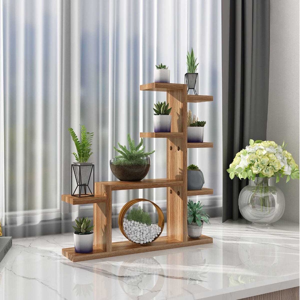 Solid Wood Carbonized Anti-Corrosion Small Flower Shelf Office Desktop ...