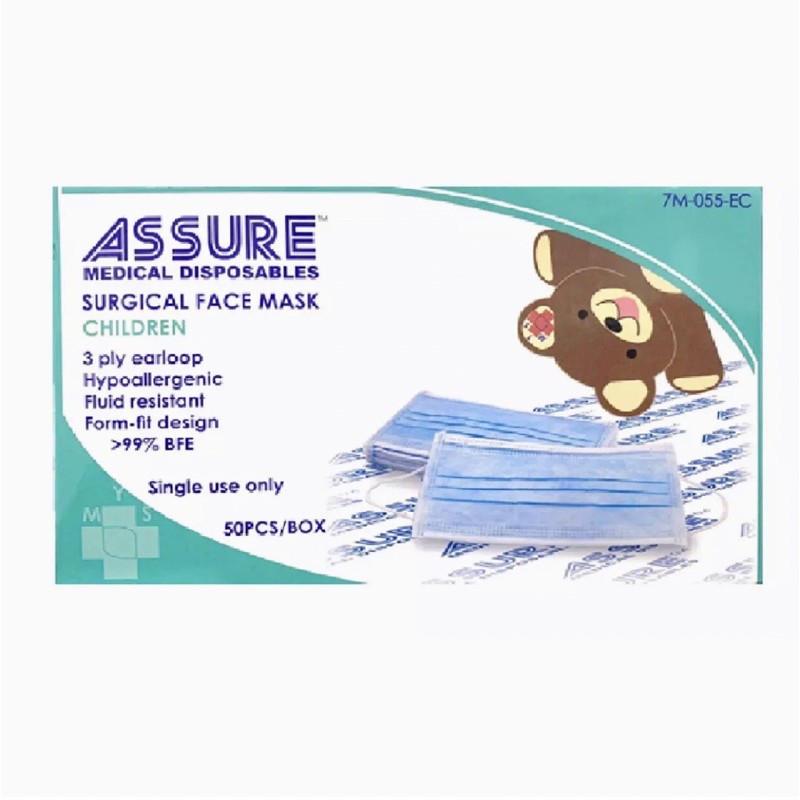 Assure Surgical Face Mask For Children (With Assure Logo) 3ply Earloop ...