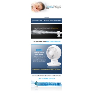 IRIS Ohyama - Compact, Powerful, Horizontal & Vertical Swing 6" DC JET Circulator Fan, PCF ...