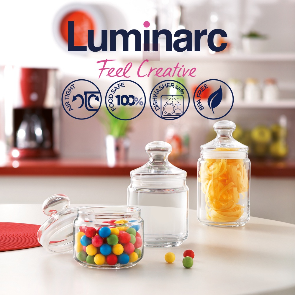 Luminarc Glass Rondo Jar Condiment Food Storage Container Pot Cookies ...