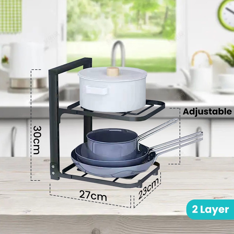 Adjustable Pot Rack Pot Organiser Kitchen Pot Rack Kitchen Storage Rack ...