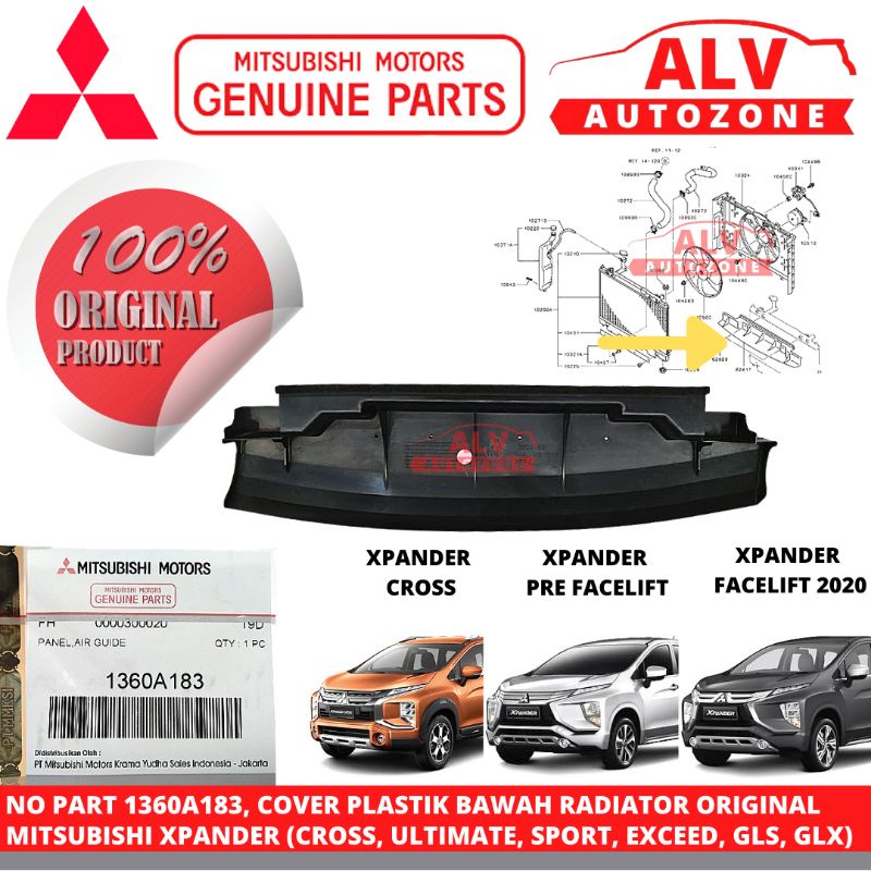 Original XPANDER 1360A183 RADIATOR Bottom Plastic Placemat COVER ...