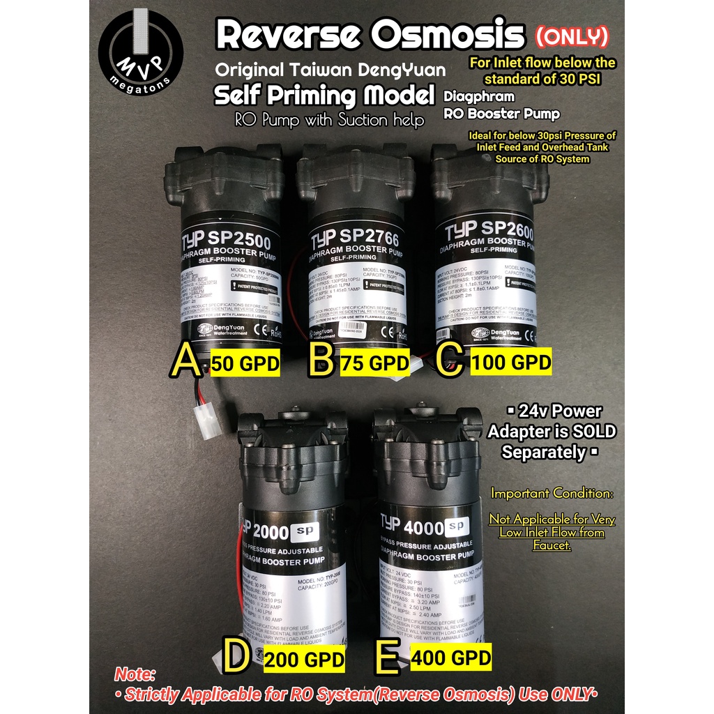 Reverse Osmosis Booster Pump SELF PRIMING / Sucking Taiwan DengYuan ...