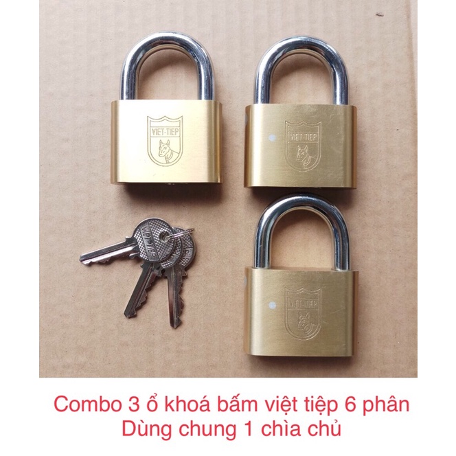 Set of 3 VIET TIEP locks sharing 1 key (6p type, Click lock, including ...