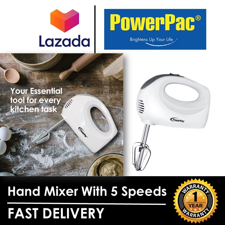PowerPac Hand Mixer With 5 Speeds & Eject Function (PPHM108) | Shopee ...
