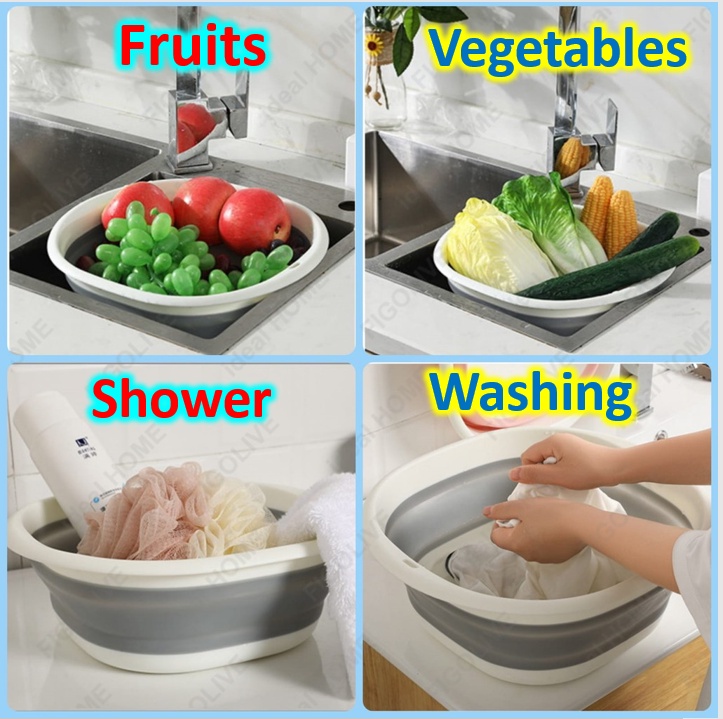 Collapsible Wash Basin Foldable Pail Square portable bucket Fold ...