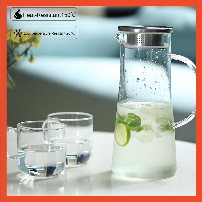GF Glass Water Pot Cold Water Bottle with Handle Glass Kettle ...