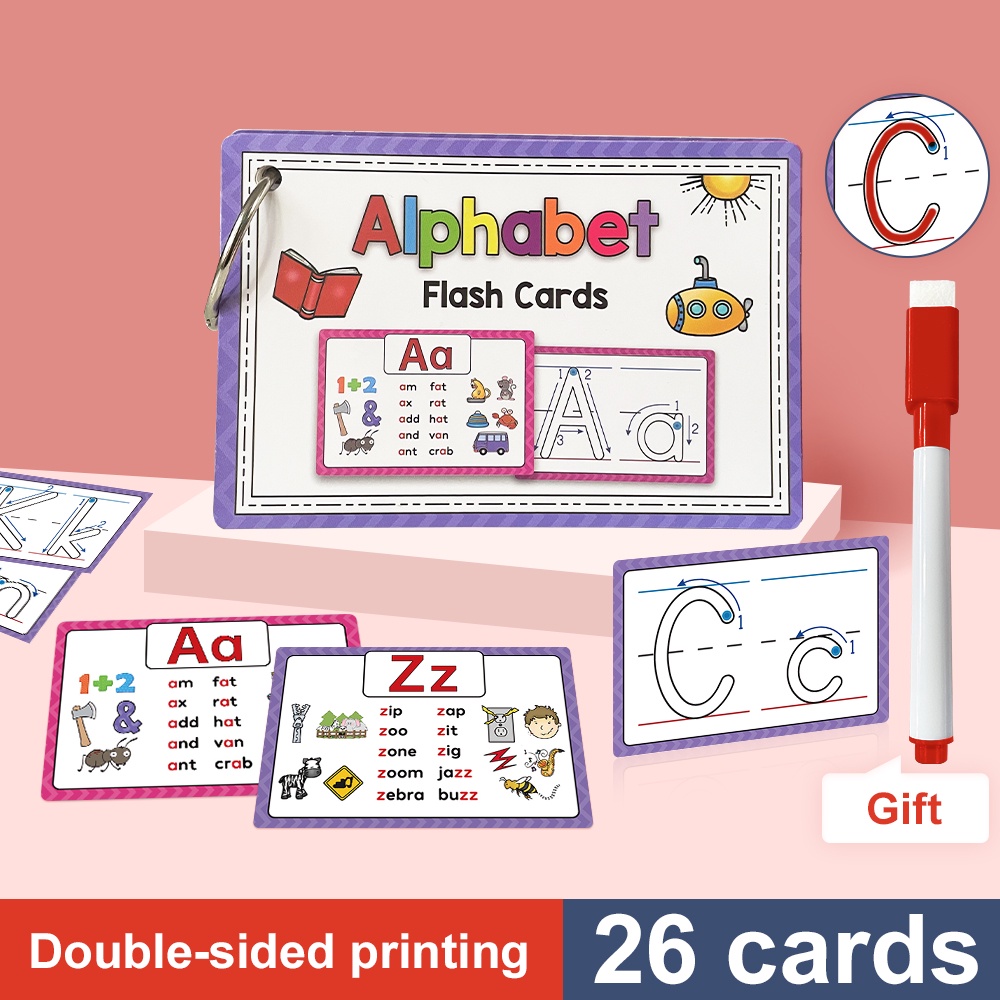 26 Alphabet Phonics CVC Words Learn Flash Cards with The Reasable Pen ...