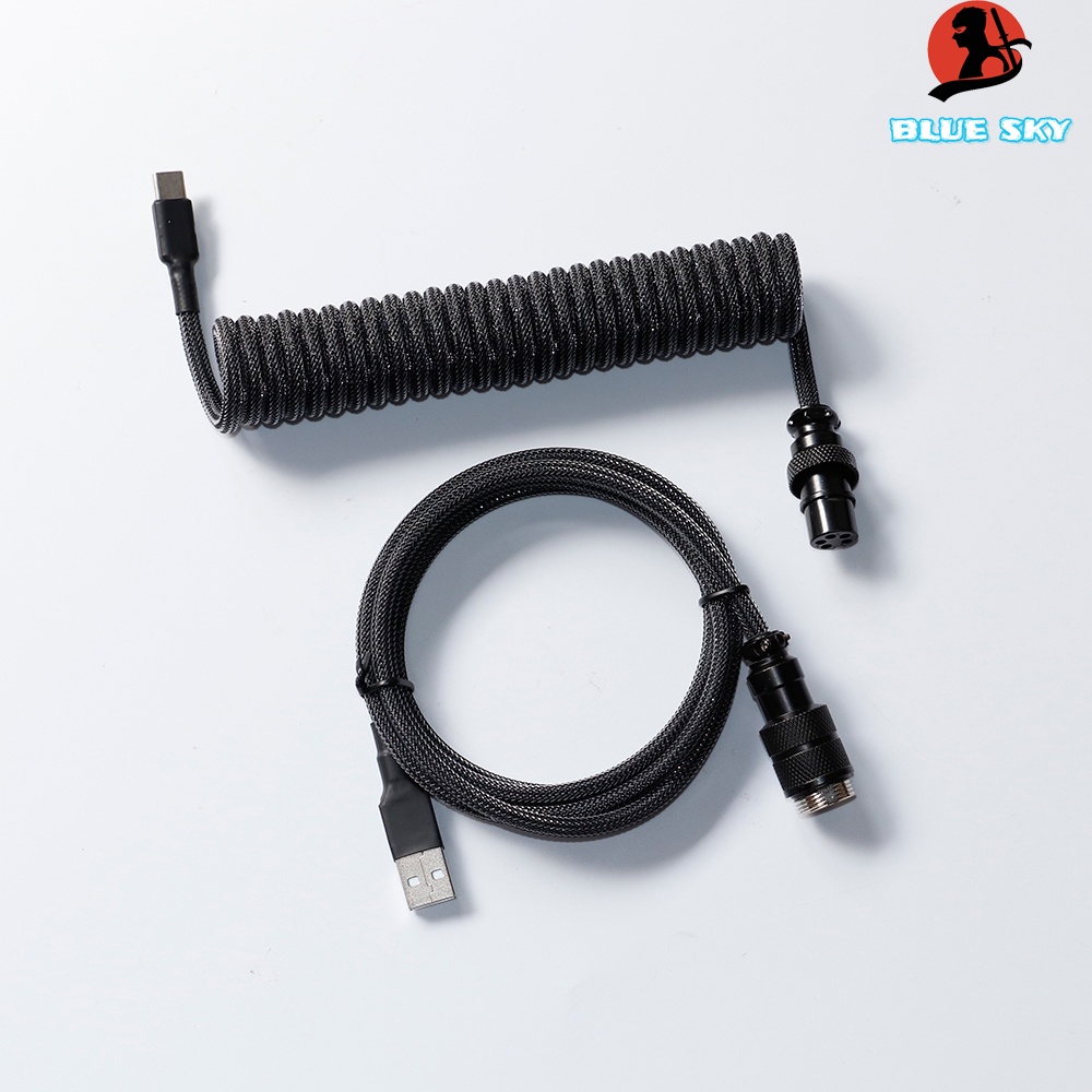 【Blue Sky】USB to Type-C C coiled spring double sleeve keyboard ...