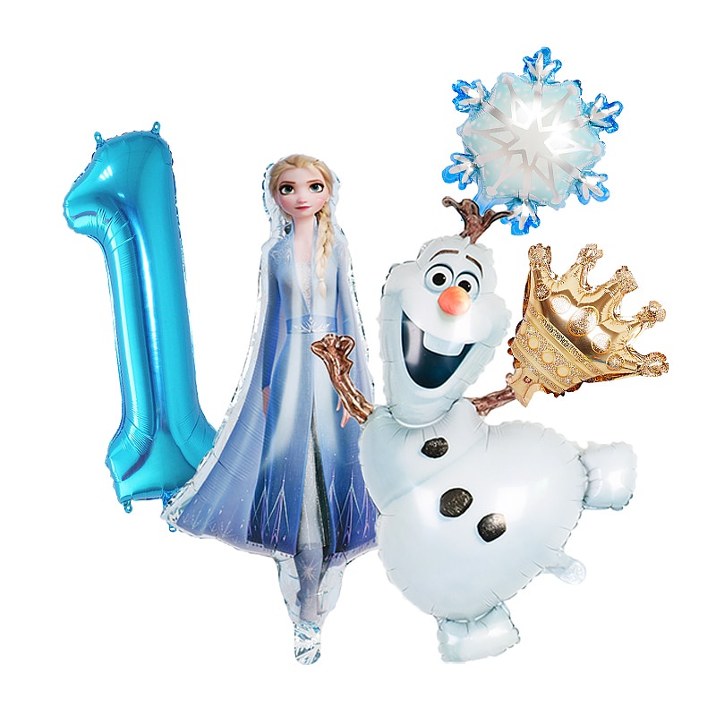 5pcs/set Frozen Elsa Princess Olaf Foil Balloon Set 32in Blue Number ...