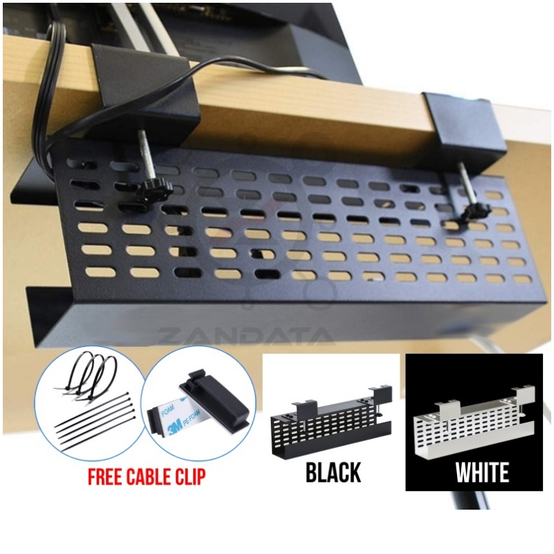 C-Clamp No Drilling Under Desk Cable Management Tray Wire Management ...