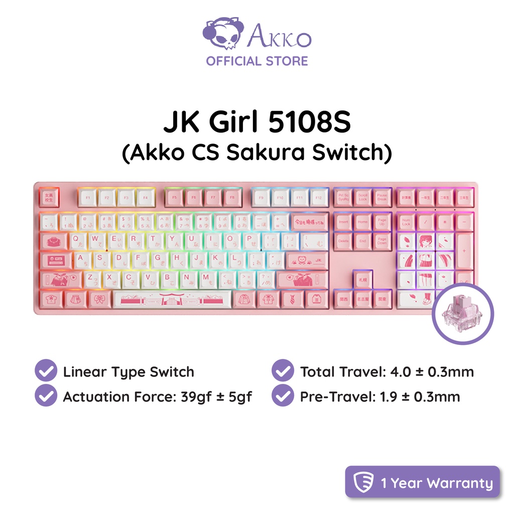 AKKO Keyboard 5108S RGB JK Girl (CS Sakura Linear) | Shopee Singapore