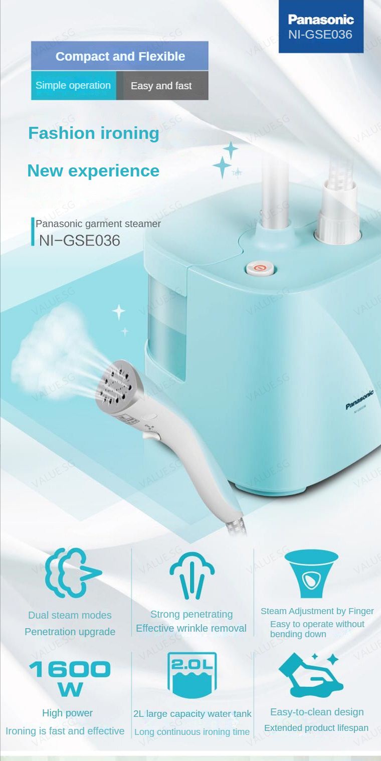Panasonic GSE036/GSE035 Garment Steamer/ 2L Big Capacity Tank/ 1600W ...