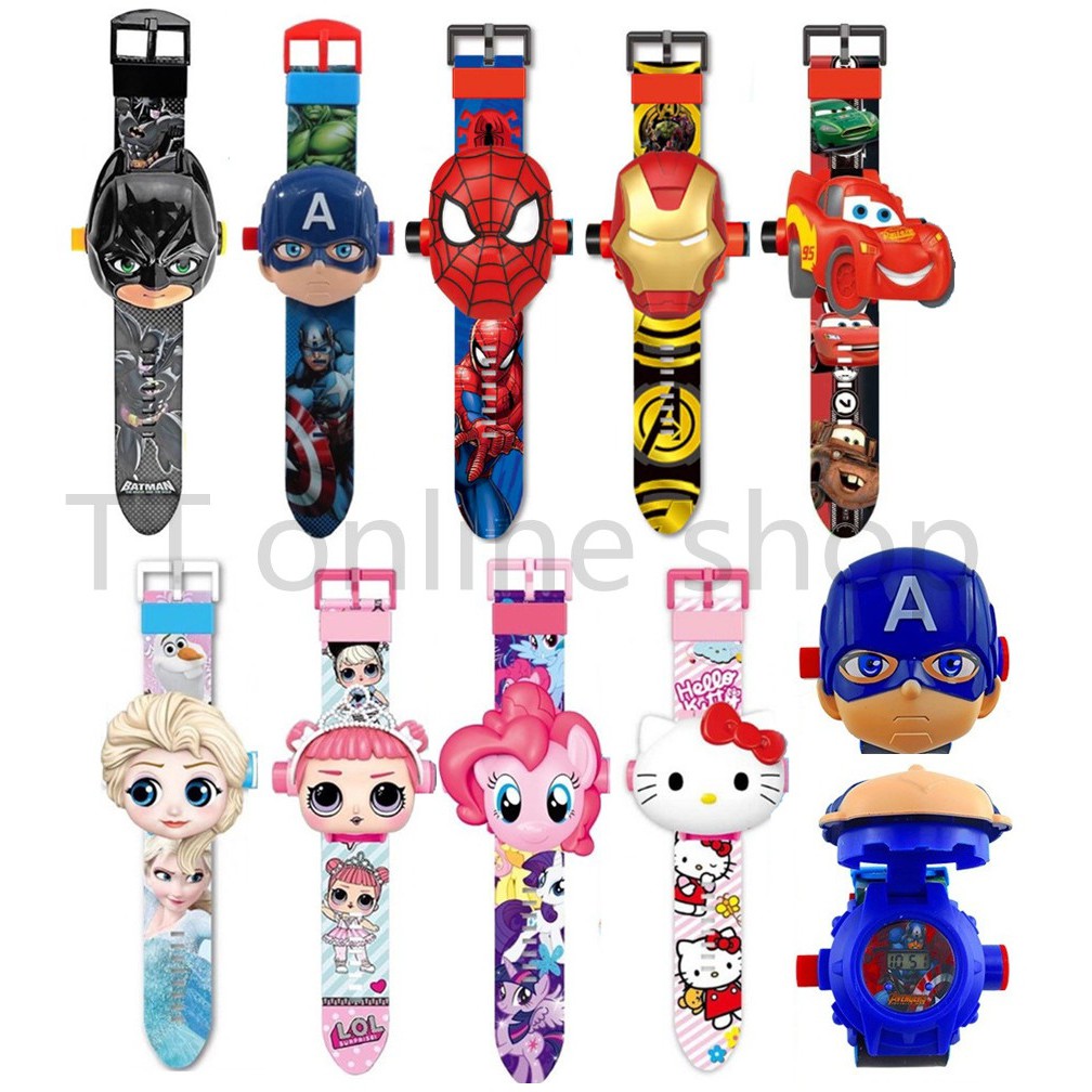 Children Cartoon Projector Watch Projection Avengers Batman Hello Kitty ...