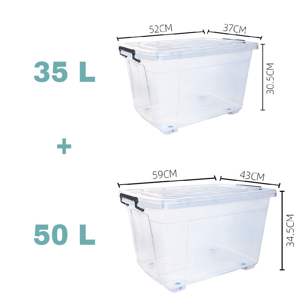 Opus transparent stackable storage box with side handles and 4 wheels ...