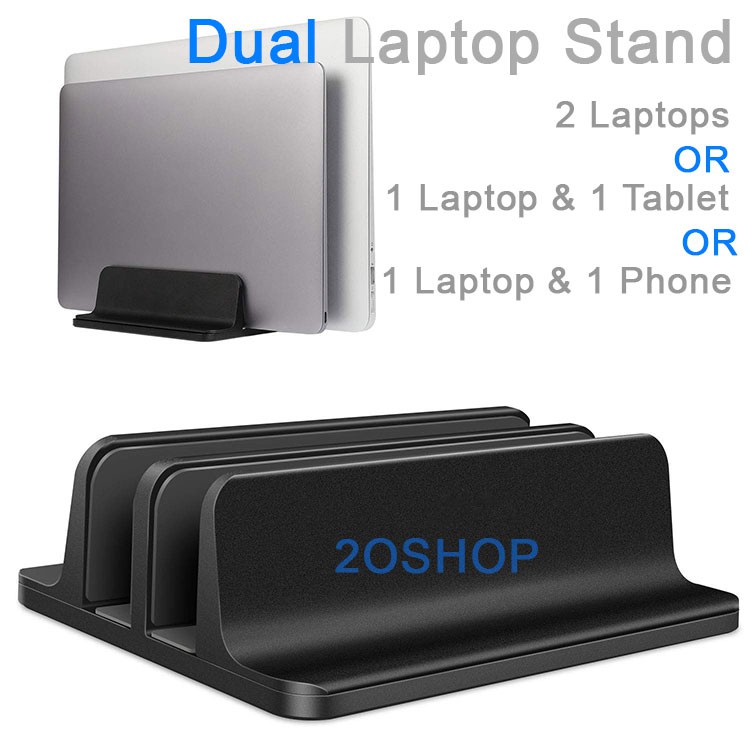 Vertical Laptop Stand With Dual Holder for 2 Notebooks up to 17.3 ...