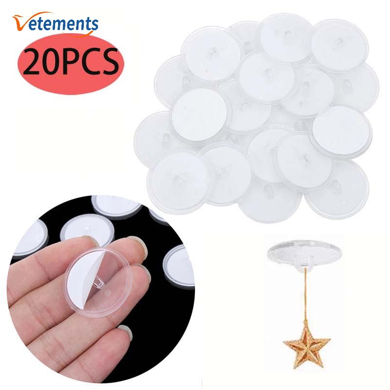20 Pcs/ Set Transparent Plastic Round Mini Sticky Hook/ Ceiling Strong ...
