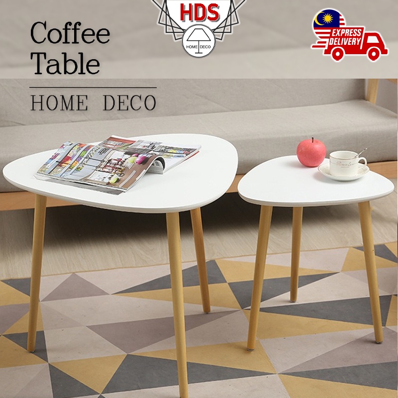 HDS Tri Round Curve Shape Coffee Tea Table Living Room Small Wood Table ...