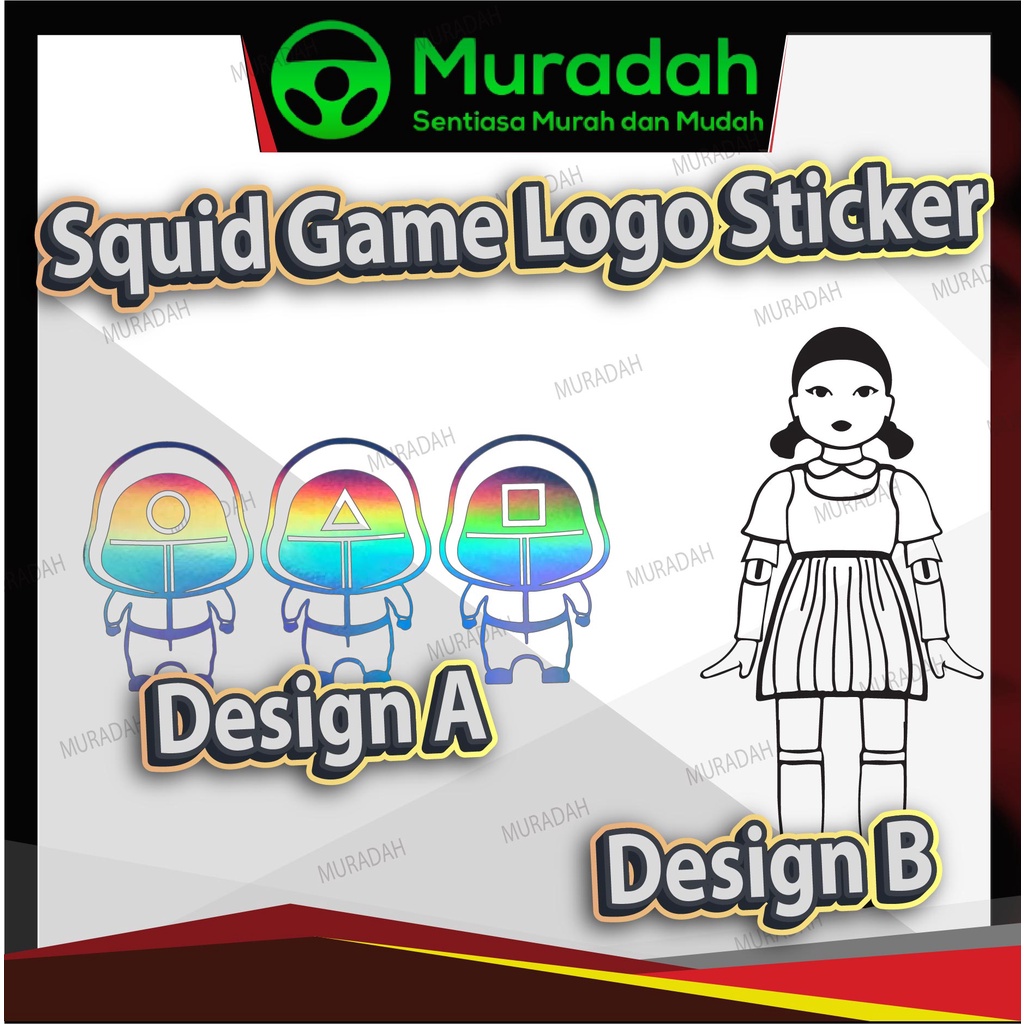 Super Hot Korea Squid Game Cute Logo Laser Car Sticker Myvi Viva Axia ...
