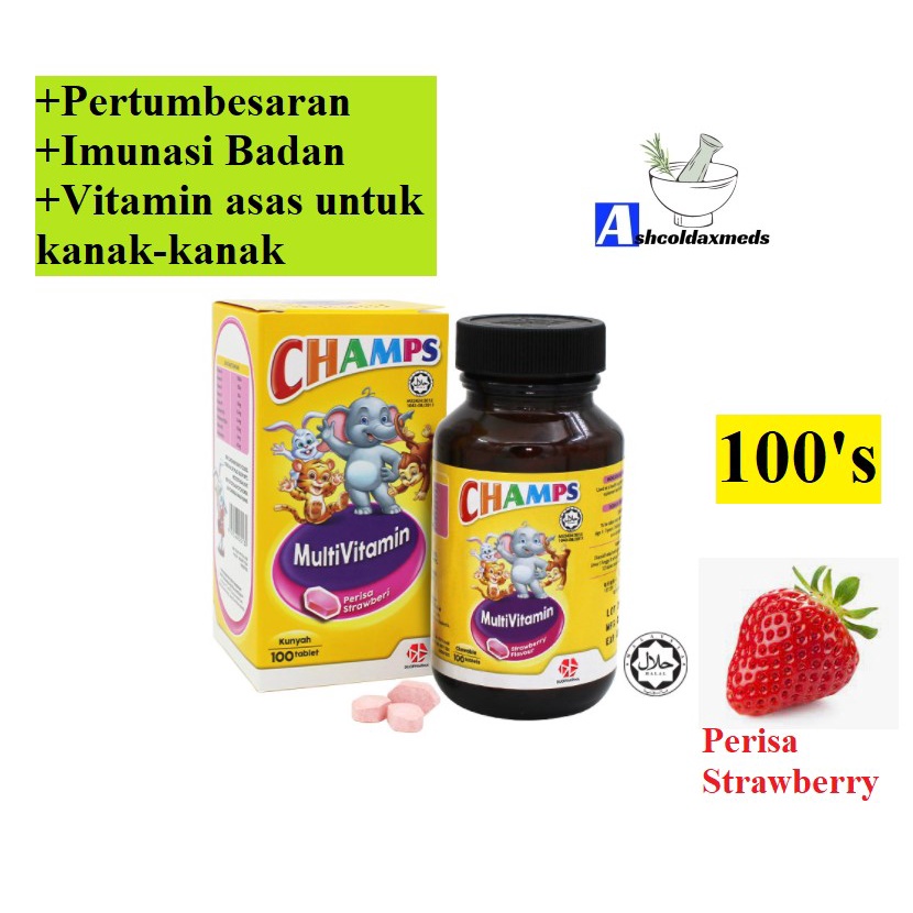 CHAMPS Multivitamin Strawberry 100's EXP02/2026 | Shopee Singapore