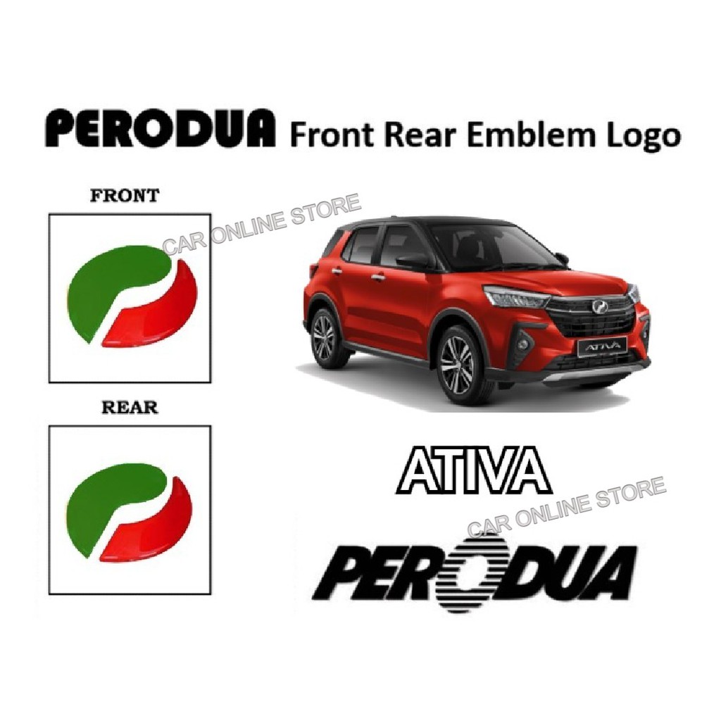 PERODUA ATIVA Logo Green Red Front Rear Emblem (2PCS) | Shopee Singapore