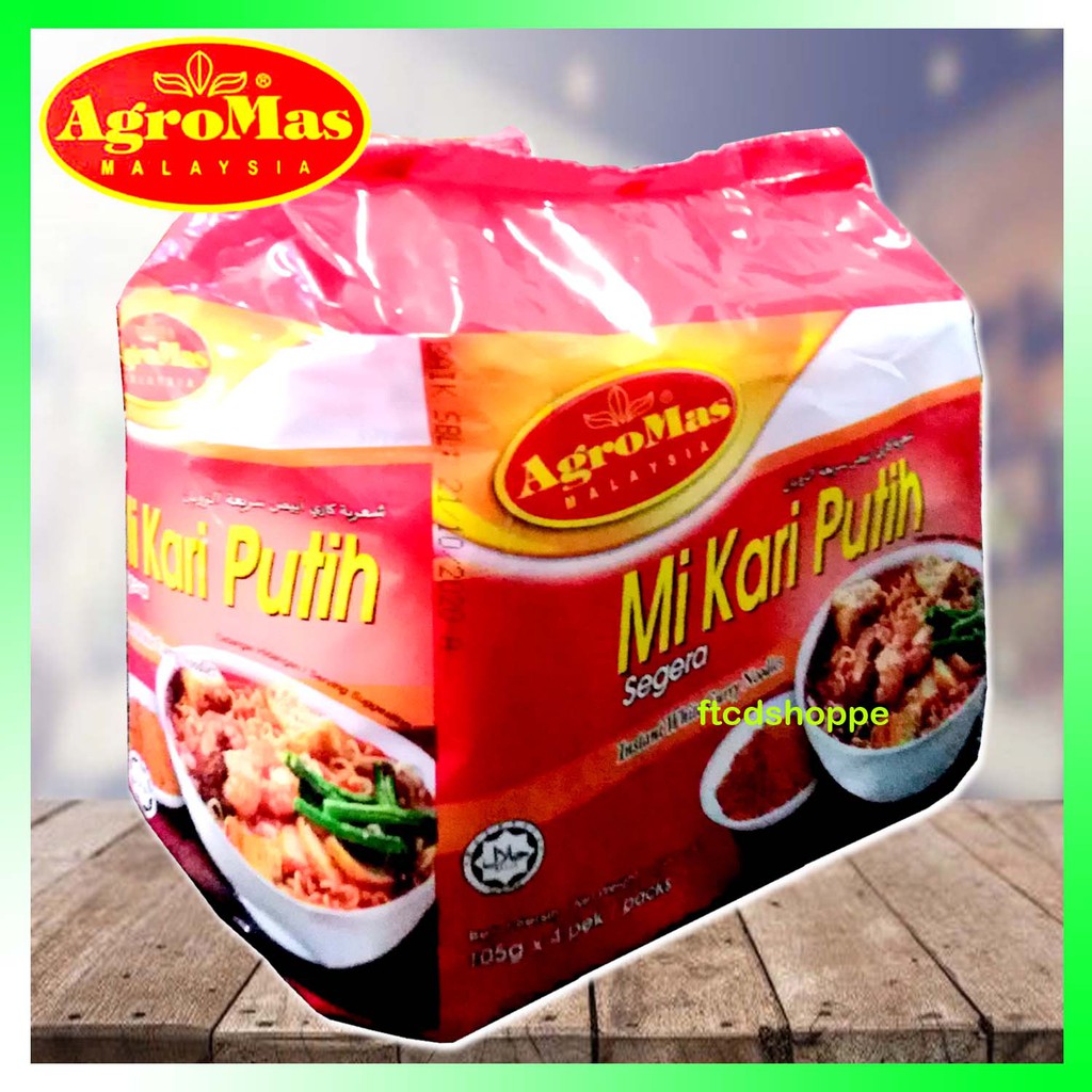 AGROMAS Mi Kari Putih / Instant White Curry Noodles (105g x 4 Pek) | Shopee Singapore
