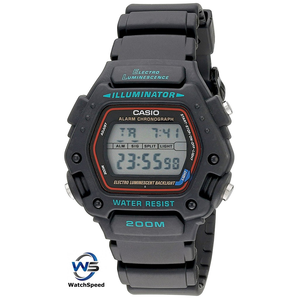 Casio DW-290-1V Black Resin Stopwatch Digital 200M Men's Watch | Shopee ...