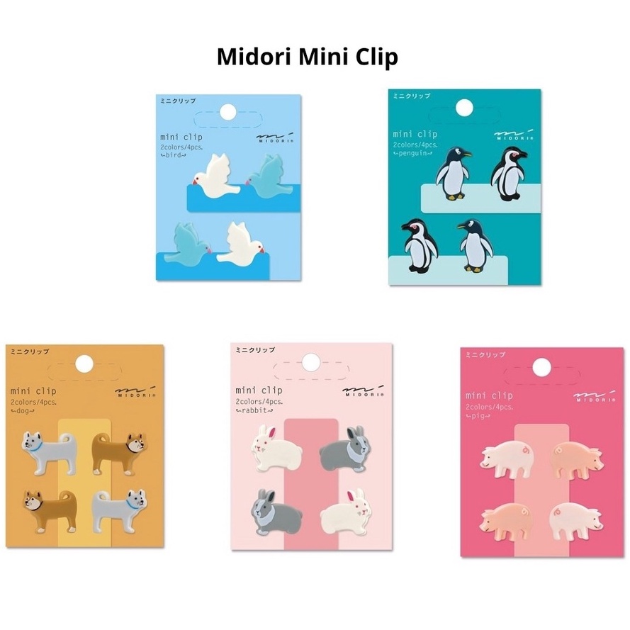 Midori Mini Clip Penguin Bird Pig Rabbit - Animal Clip Cute Stationary ...