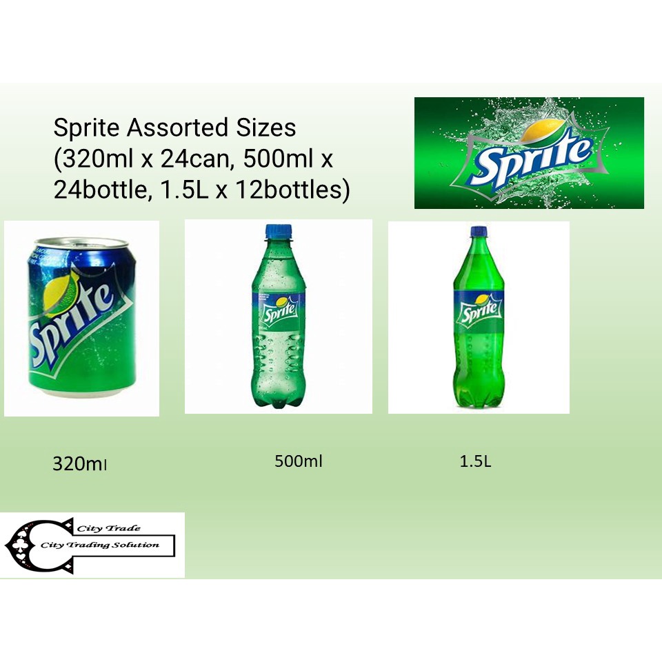 Sprite Assorted Sizes (320ml x 24can, 500ml x 24bottle, 1.5L x 12 ...