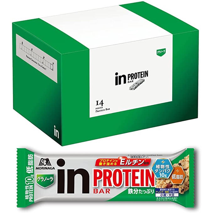 Morinaga in Bar Protein Granola (14 bars x 1 box) Protein bar, crunchy granola with fruit, high ...