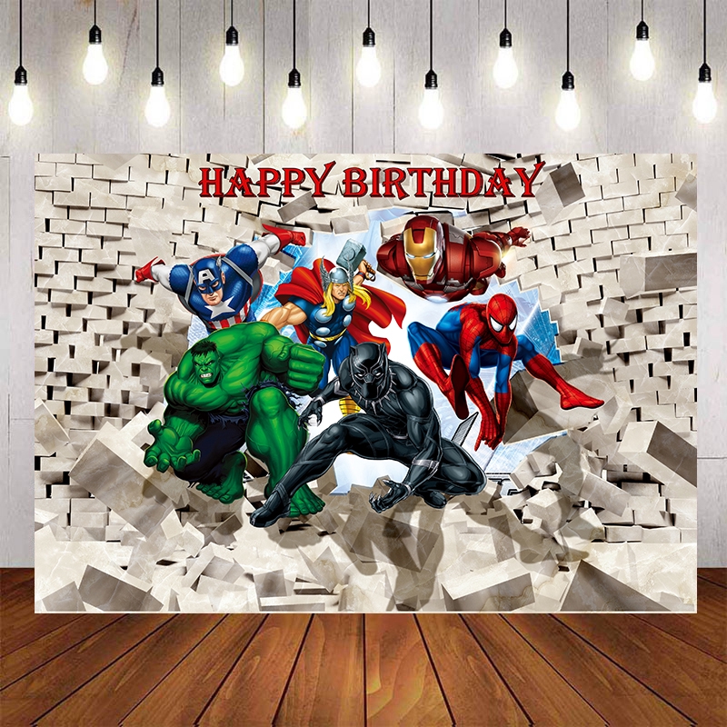 The Avengers Birthday 3D Bricks Superheros Background Photography Party ...