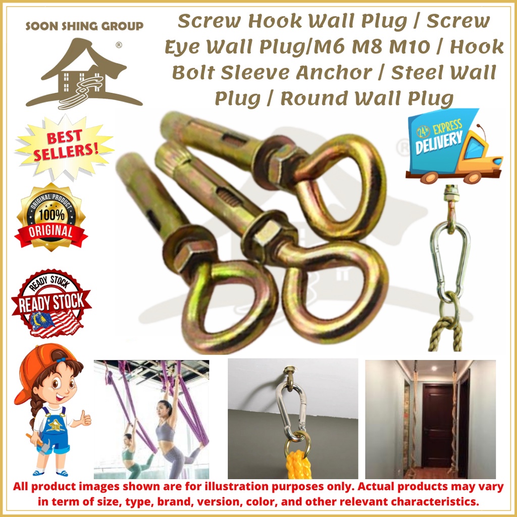 Screw Hook Wall Plug / Screw Eye Wall Plug/M6 M8 M10 / Hook Bolt Sleeve ...