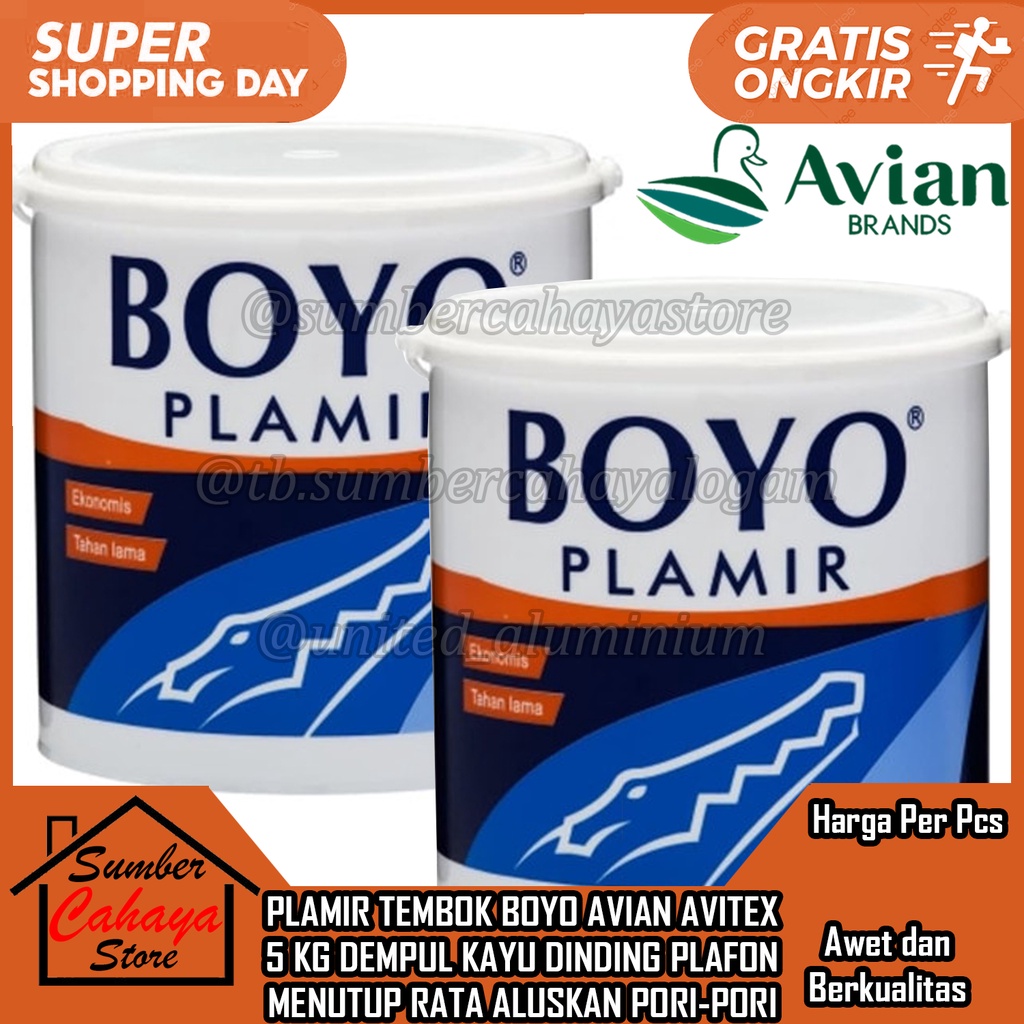 Boyo Plamir Wall Primer 5 Kg Avian Alkali Putty Plamur Wall Filler ...