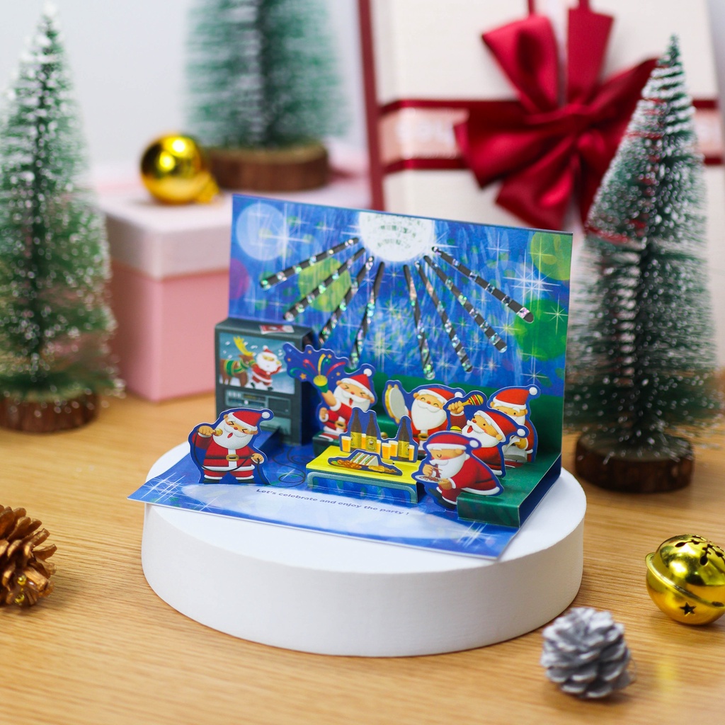 Santa Claus Karaoke KTV 3D Christmas Card Xmas Holiday Greeting English ...