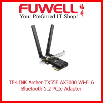 (NEW) TP-LINK Archer TX55E AX3000 Wi-Fi 6 Bluetooth 5.2 PCIe Adapter ...