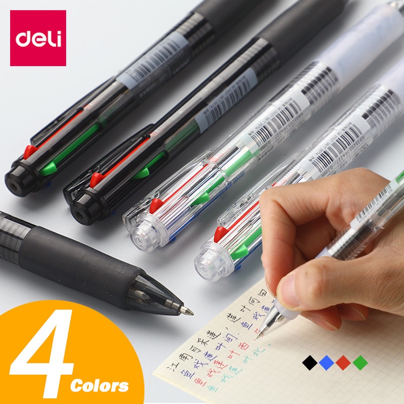 Deli 4 in 1 Multicolor Ballpoint Pen 0.7mm Black Blue Red Refill Gel ...