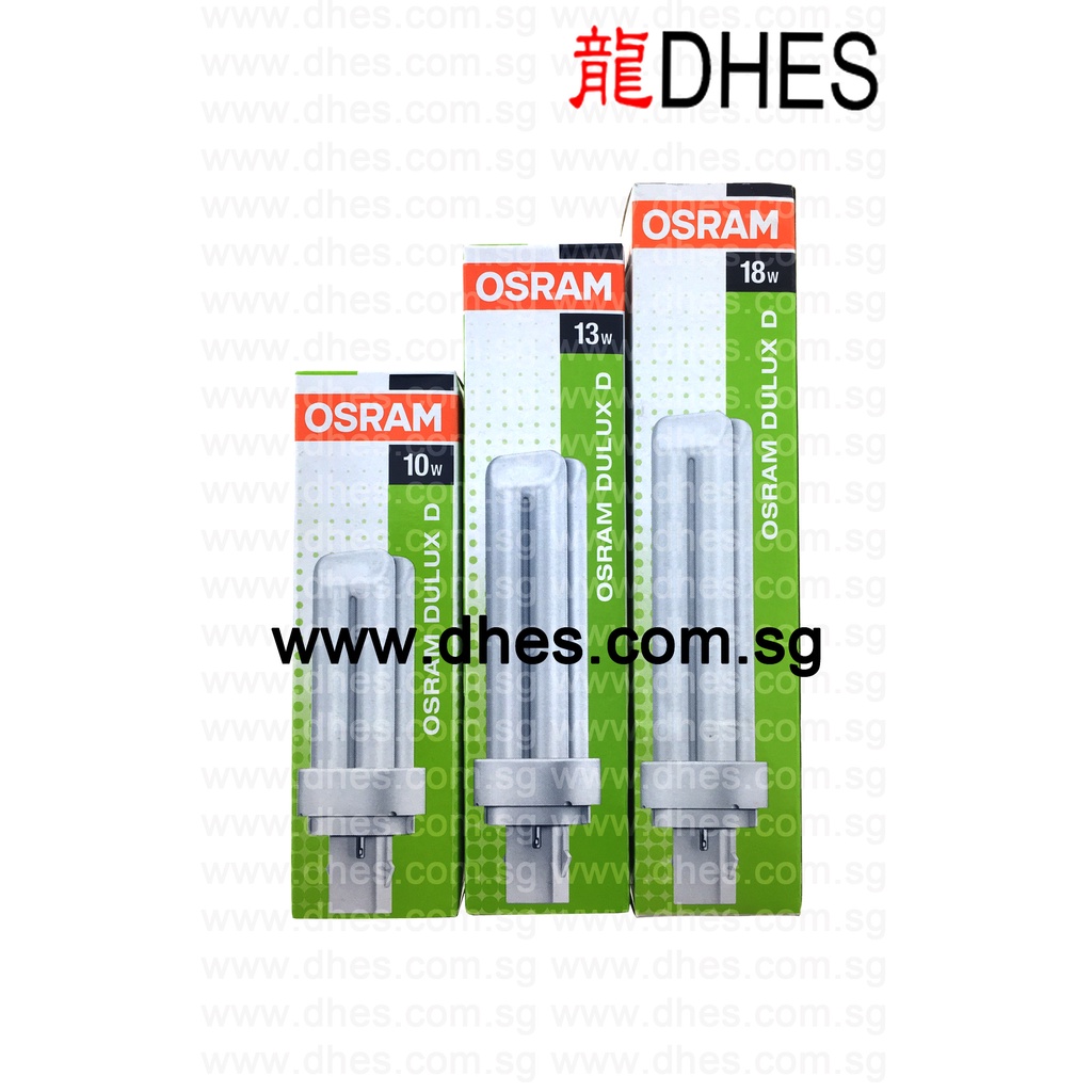 OSRAM Dulux D 2 Pin 2P PL-C PLC 10W 13W 18W Light Tube 827 Warm White 840 Cool White 865 Cool ...